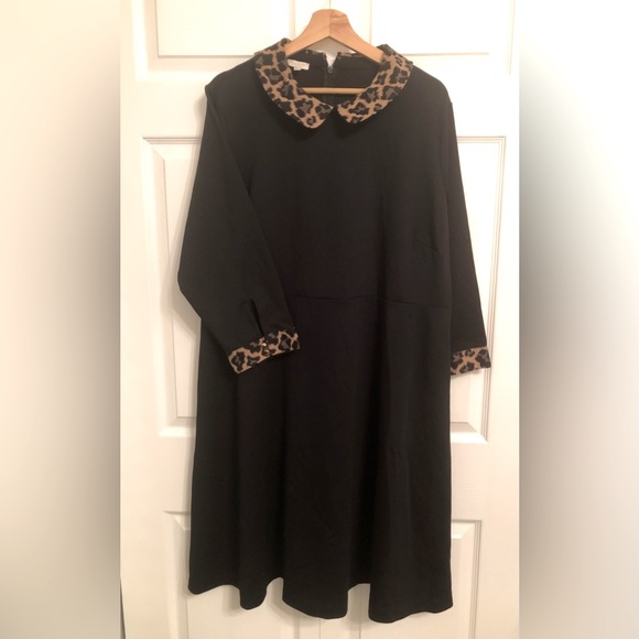 Talbots | Dresses | Euc Talbots Aline Black Dress With Animal Print ...